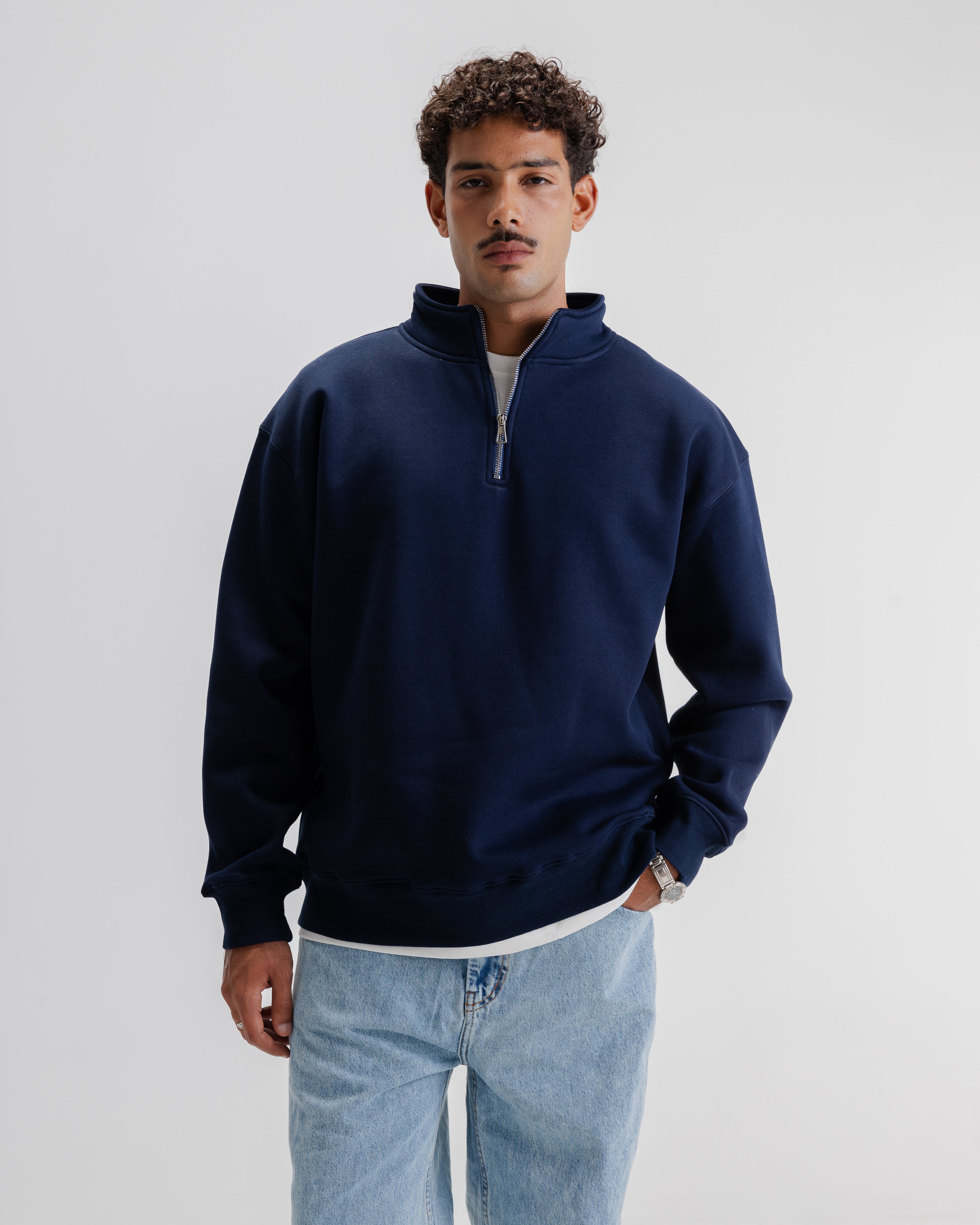 NVC Dark Blue Quarter Zip Collar – Novencci EG