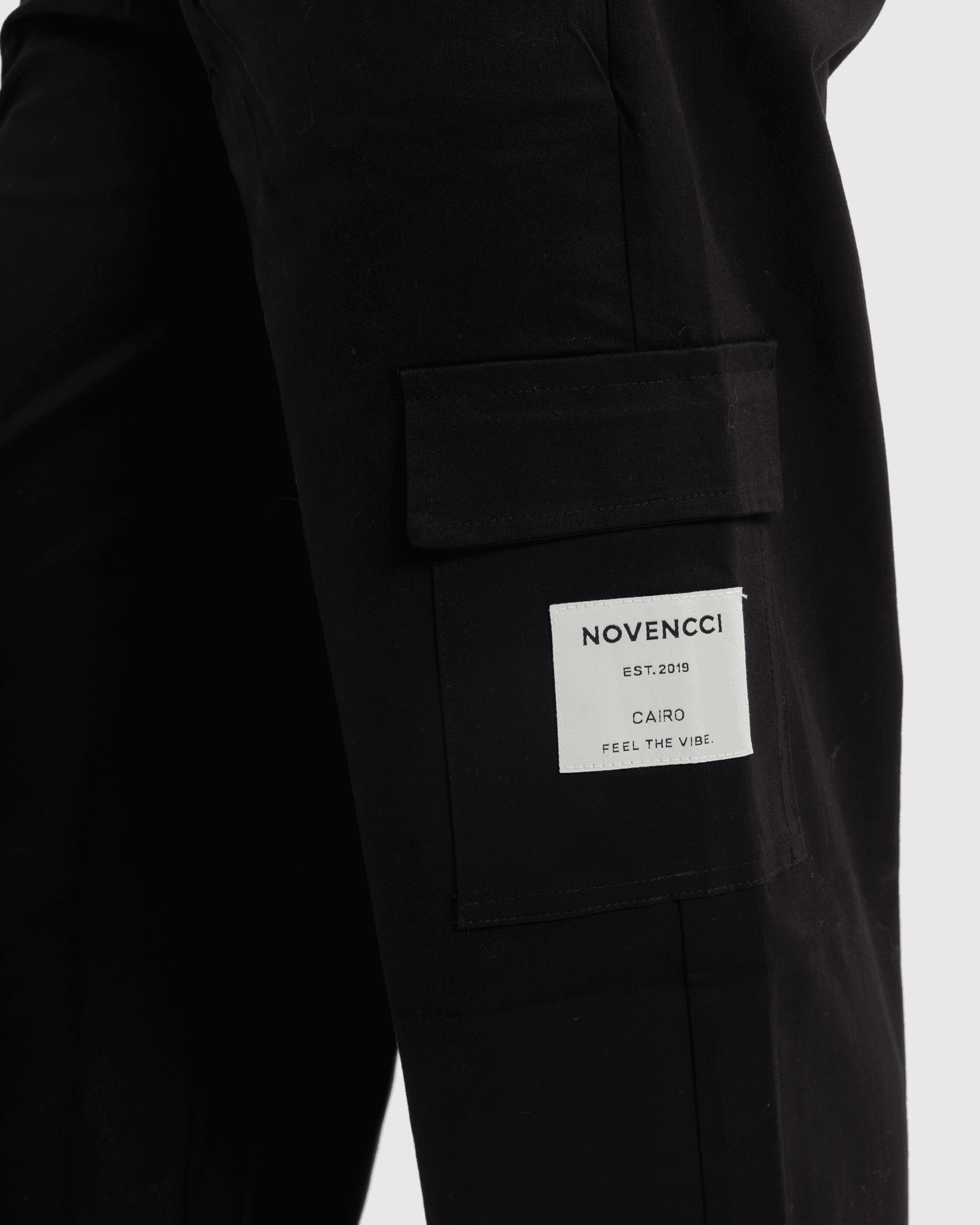 Cargo pocket black wide-leg pants – Novencci EG
