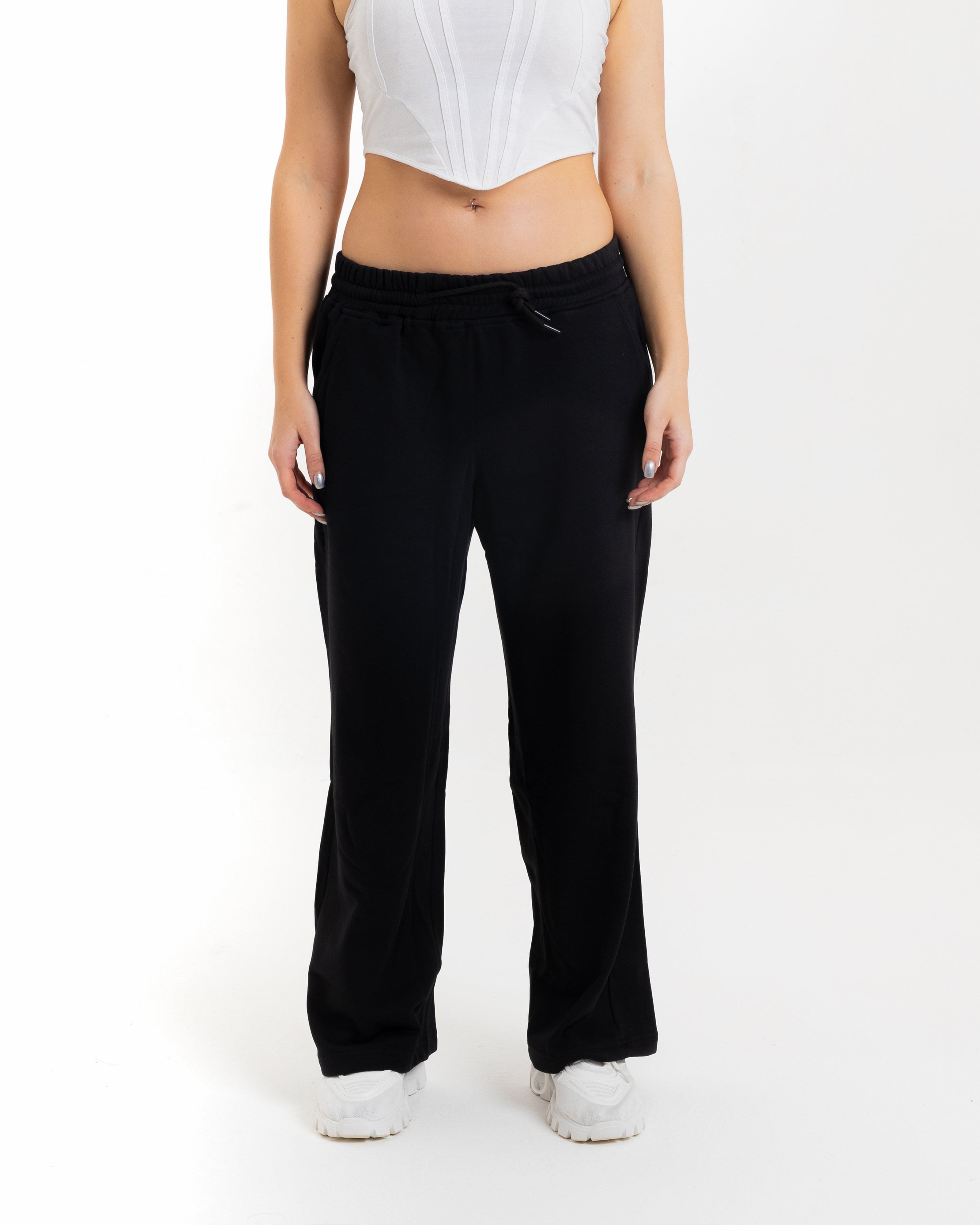 Wide-leg basic black pants – Novencci